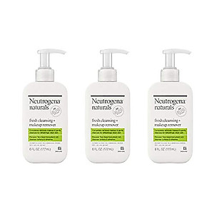 Neutrogena Naturals Fresh Cleansing Daily Face Wash + Makeup Remover with Peruvian Tara Seed, Hypoallergenic, Non-Comedogenic and Sulfate-, Paraben- and Phthalate-Free, 3 x 6 fl. oz