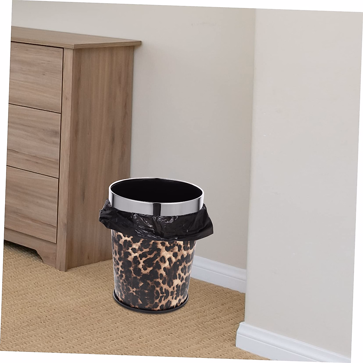 Cabilock Bathroom Trash Can Home Decor Rustic Decorations Leopard Large Plastic Container Simple Human Trash Can