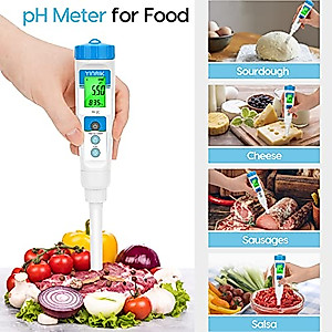 YINMIK pH Meter with Flat Surface Electrode to Measure pH of Liquids Semi-Solids e.g. Hydroponic Nutrient, Wort in Beer Brewing, Lotions and Creams Cosmetic, Durable Tester with Protective Sensor Cap