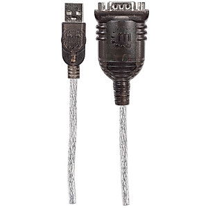 Manhattan USB to RS232 Serial Adapter Converter – Long 18 Inch Cable Cord, 24 AWG - Connects Serial Device to a USB Port, FTDI Chipset, Compatible with Window, Linux, Mac – 3 Year Mfg Warranty–205153
