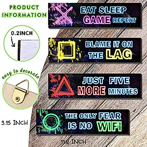 Video Game Decor Set of 4 - Neon Gaming Theme, Gamer Room Decor for Kids, Boys, Neon Gaming Wall Decor for Playroom and Game Room