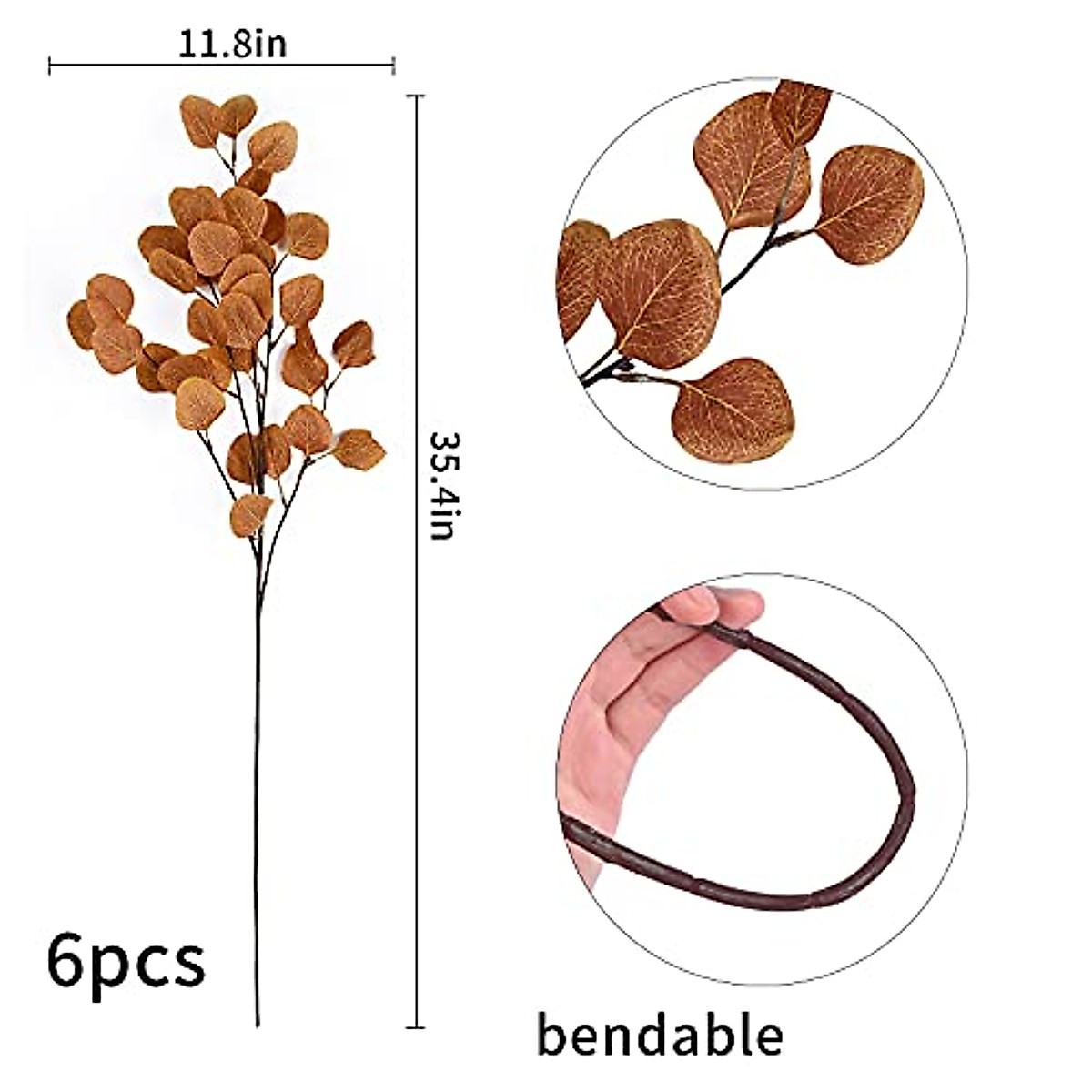 Artflower Artificial Eucalyptus Leaves, Tall Silver Dollar Eucalyptus Leaf Greenery Stems Silk Plastic Plants Fake Eucalyptus Garland Branches for Home Wedding Party Thanksgiving Décor