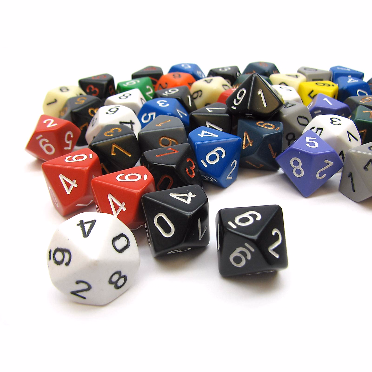 DND Dice Set-Chessex D&D Dice-16mm Assorted Opaque Plastic Polyhedral Dice Set-Dungeons and Dragons Dice Includes 50 Dice – D10
