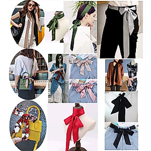 Stylish Soft Scarf Ribbon Scarf Long Skinny Satin Belt Sash Necktie Neck Scarf Choker for Women (Black)