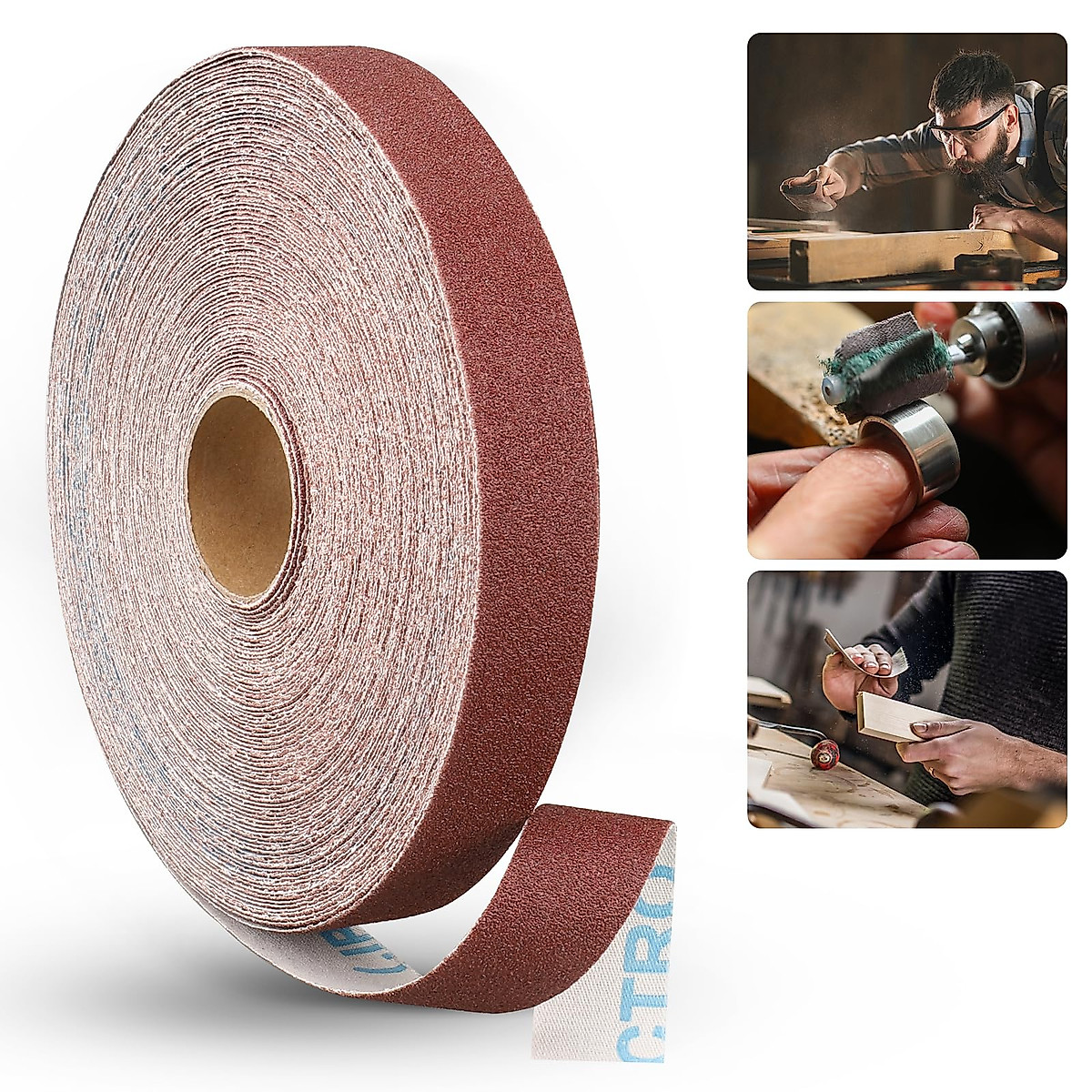 Emery Cloth Roll,120 Grit Continuous Sandpaper Roll 1" x 85 Feet Sandpaper Roll for Wood Furniture Finishing Metal Sanding Automotive Polishing