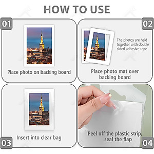 Golden State Art, Pack of 25, 5x7 White Picture Mat Full Set - Fit 4x6 Photo/Print - High Premier Acid Free Bevel Pre-Cut White Core Mattes - Includes 25 Backing Backer Board & Clear Bags