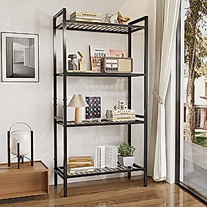 NMITUO 4-Tier Storage Shelves, Metal Shelving Unit Heavy Duty, Garage Storage Utility Rack, Tool Organizer Multipurpose Shelf for Warehouse, Basement&Living Room