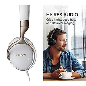 Denon AH-GC25NC Premium Wired Noise-Cancelling Headphones - Hi-Res Audio Quality | Up to 30 Hours of Noise Cancellation | Designed for Comfort | Battery-Saving Auto-Standby Mode | White