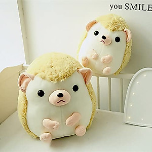 CHDGIOHA Cute Hedgehog Stuffed Animal Plush Body Pillow - Kawaii Yellow Plushie, 13.7'' Chubby Plush Toy Pillow, Super Soft Hedgehog Doll, Birthday Gift for Him & Her(Yellow,Medium)