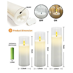 kakoya Flickering Flameless Candles Battery Operated with Remote and 2/4/6/8 H Timer Plexiglass Led Pillar Candles Pack of 9 (D2.3"xH 5"6"7")with Realistic Moving Wick Candles for Home Decor(White)