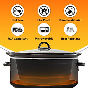 Silicone Slow Cooker Liners fit 6-8 Quart Crock-Pot Slow Cooker,Reusable & Safe Silicone Cooking Bags Insert For 6-8 Quarts Oval or Round Pot (Black)