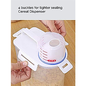 Large Rice Storage Containers Airtight Dry Food Storage Containers, BPA Free Plastic Storage Bin Dispenser with Pourable Spout, Measuring cup for Cereal, Flour and Baking Supplies(3L, Blue Set of 1)