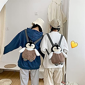 Zzple Backpack for Girls Cute Penguin Plush Backpack for Girls Penguin Plush Shoulder Bag Best Gift for Girls Soft Small Bag (Color : Khaki)