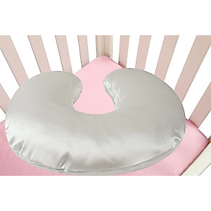Satin Nursing Pillow Cover Set 2 Pack Ultra Soft Silk Compatible with Boppy Pillow for Breastfeeding Pillow Protect for Baby Hair and Skin White & Pink