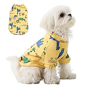 Plemonet Pet Dog Clothes Dog Sweatshirt Dog Cute Sweatshirt Dog Sweatshirt with Leash Hole Cat Sweatshirt Dog Fashion Dog Jumper Dog Sweater Cartoon Style (Yellow, X-Large)