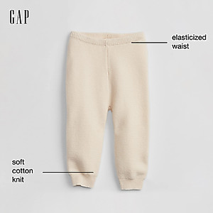GAP Unisex Baby Bear Garter Pants, French Vanilla, 0-3 Months US