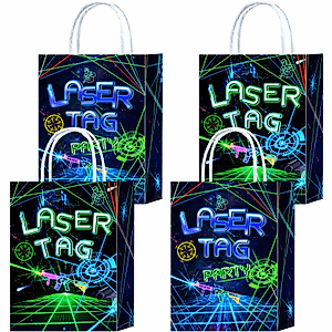 16 Pieces Laser Tag Goodie Bags for Laser Tag Birthday Party Supplies,Laser Tag Gift Snacks Treat Candy Party Favors Bags for Kids Adults Party Decorations