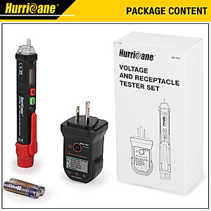 HURRICANE Non-Contact Voltage Tester and Receptacle Tester Kit, Electrical Socket Voltage Tester/12-1000V AC Voltage Detector Pen, and GFCI Outlet Tester/Receptacle Tester for Standard 3-Wire 120V