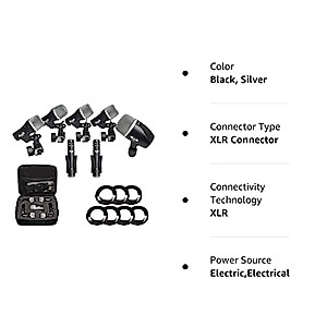 Cad Audio Stage7 Premium 7-Piece Drum Instrument Mic Pack with Vinyl Carrying Case + 7 On Stage Microphones Cables, 20 Feet, XLR