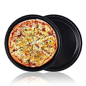CANDeal 2-Pack Non-Stick Deep Dish Pizza Pan, 10 inch 24cm Pizza Tray Carbon Steel Round Pizza Bakeware Set,Dishwasher Safe Pizza Pan Set for Restaurants and Homemade Pizza Baking