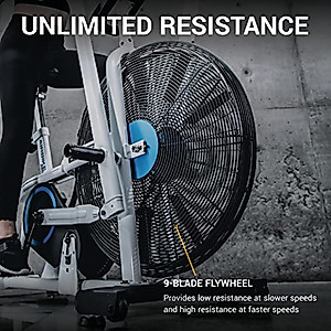 XTERRA Fitness AIR650 Air Bike Pro Industrial Grade Chain Drive System with Fully Adjustable Design and Padded Seat for Full Body Workout
