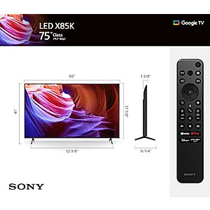 Sony 55 Inch 4K Ultra HD TV X85K Series: LED Smart Google TV with Dolby Vision HDR and Native 120HZ Refresh Rate KD55X85K- Latest Model, Black