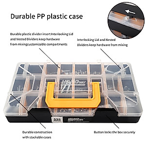 HongWay 2000pcs Hardware Assortment Kit, Nuts and Bolts Assortment Kit with 64 Sizes Bolts, Nuts & Washers Assortment and Metal & Wood Screw Organizer (3 Trays)
