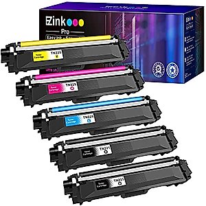 E-Z Ink Pro Compatible Toner Cartridges Replacement for Brother TN221 TN225 to Use with HL-3170CDW MFC-9130CW MFC-9330CDW HL-3180CDW HL-3140CW Printer (2 Black, 1 Cyan, 1 Magenta, 1 Yellow, 5 Pack)