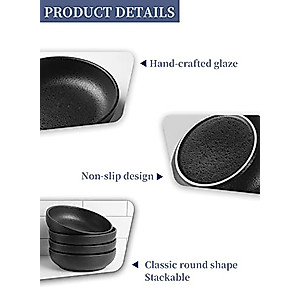 YJR Ceramic Pasta Bowls, Salad Bowls, Large Serving Bowl Set, Wide and Shallow - 35 Ounce, Set of 4, Matt Black