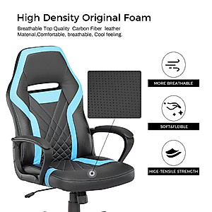 EUREKA ERGONOMIC Computer Gaming Chair, Game Chair Computer Desk Chair with Headrest,Lumbar Support Height Adjustable, E-Sports Sillas Gamer Chairs for Adults, Blue
