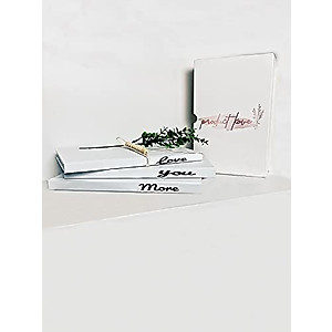 Product Kove Decorative Books for Home Decor - White Blank Books for Bookshelf, Display, Coffee Table Decor, Home Living Room Accessories - Includes Leaf, Wood Beads, Jute - Set of 3 (White)