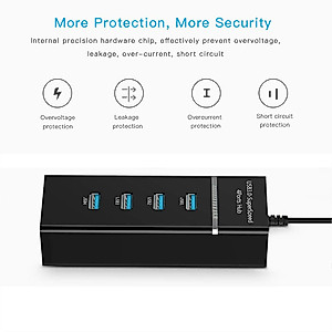 Jiali USB-C 4K Hub Converter 30cm USB-C/Type-C 3.1 Male to 4-Port USB 3.0 Adapter Hub, for Galaxy S8 & S8 + / LG G6 / Huawei P10 & P10 Plus/Xiaomi Mi 6 & Max 2 and Other Smartphones(Black)