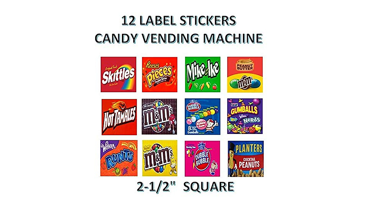 2.5" Candy Vending Machine Labels - Bright & Customizable