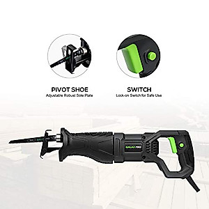 GALAX PRO Reciprocating Saw, 7.5 Amp Variable Speed Corded Reciprocating Saw with1-1/8"(28mm) Stroke Length, 2800SPM and 6" Max. cutting Depth in Wood and Metal Cutting