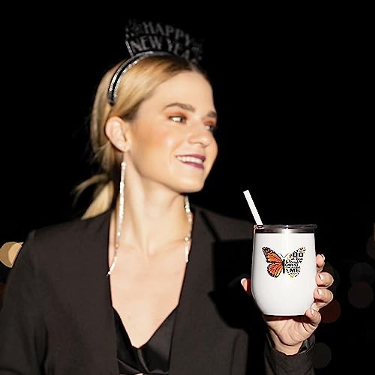 Philippians 413 Butterfly Christ Bible Verse Gift Idea 12oz Wine Tumbler Cup