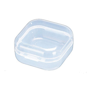 AKOAK Clear Polypropylene Mini Storage Containers Box with Hinged Lid for Earphones,Accessories,Crafts,Screws,1.22" x 1.22" x 0.59",Pack of 12