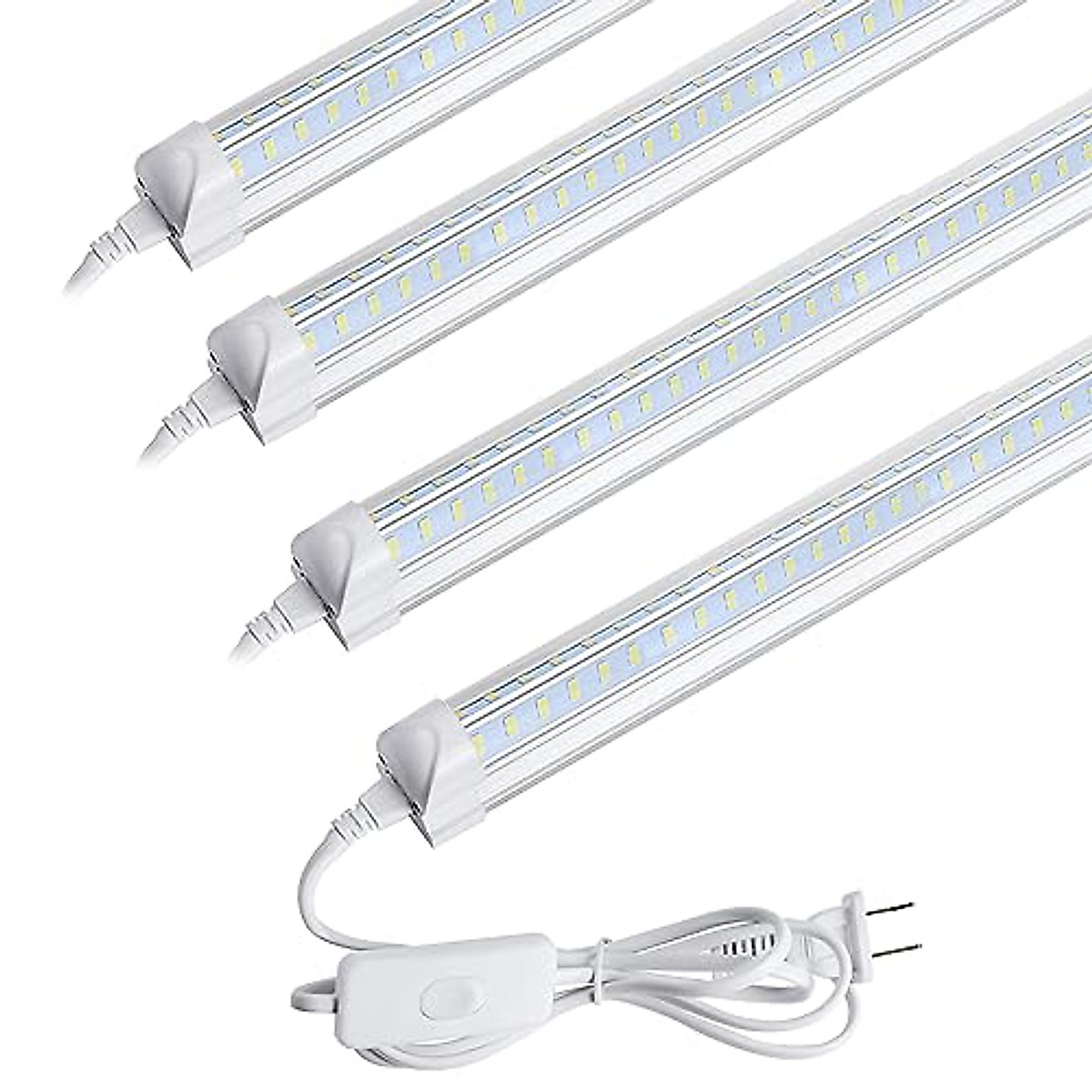 AQIQUUT Led Shop Light 4FT, Led Garage Light,50W 6500K T8 Led Daylight 7000LM Linkable Clear Cover Integrated V-Shape,for Garage Warehouse Workbench Workshop,4-Pack