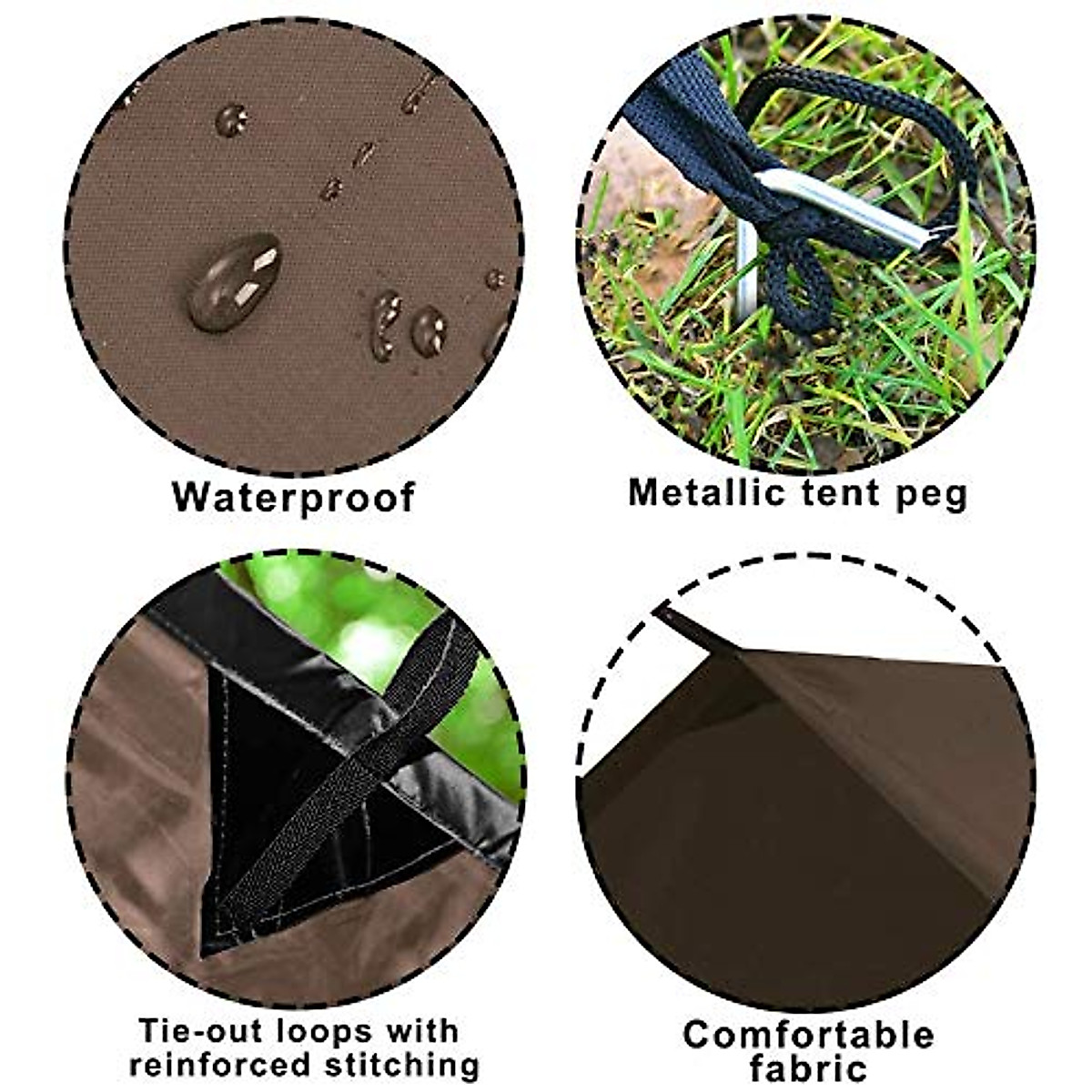 KALINCO Waterproof Camping Tarp Tent Hammock Rain Fly, 10X10FT/10X15FT, Mutifunctional Tent Footprint Lightweight Tarp for Camping, Hiking and Survival Shelter