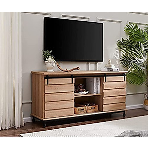 WAMPAT Mid-Century Modern TV Stands for TV up to 65 inches, Wood Storage Cabinet TV Console Table, Retro Media Entertainment Center for Living Room, Rustic Walnut