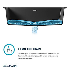 Elkay Quartz Classic ELGUAD2519PDBK0 Black Single Bowl Undermount ADA Sink with Perfect Drain