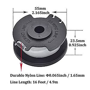 QUASION Weed Eater String for Hyper Tough HT-19-401-003-06 & HT-19-401-003-07,String Trimmer Line 0.065" 16 Feet,20V Max Weed Eater Spool Replacement,6 Pack