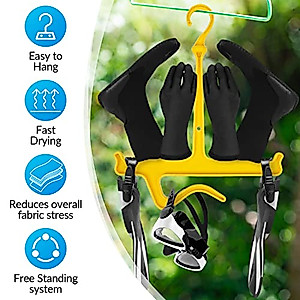 Generic Heavy Duty Diving Hanger Wetsuit Bootie Scuba Boots Gloves Dry Rack Deluxe Snorkeling Dry Drain Hangers for Camping Boating, Yellow
