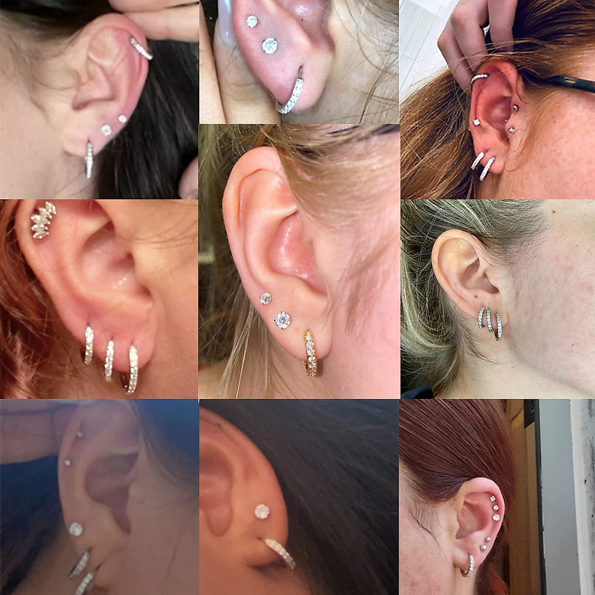 FASACCO 14K 8/10/12MM Flat Back Cartilage Earring Set for Multiple Piercing Tiny Cartilage Hoop Earrings Gold Dainty Flatback Cartilage Stud