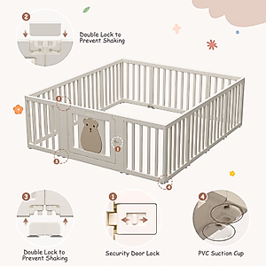 BanaSuper 2 Baby Playpen Add-on Panels Extension Sturdy Home Indoor Baby Fence Safety Play Yard Kids Activity Center with Gate for Baby Boys Girls Toddlers (2 Small Panels)