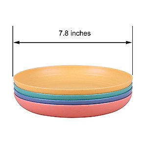 LuckyZone 7.8 Inches Unbreakable Wheat Straw Plates - Lightweight & Reusable Plate Sets of 4 for Kitchen Dishes - Dishwasher & Microwave Safe - Healthy, BPA Free & Eco-Friendly (4 Color)