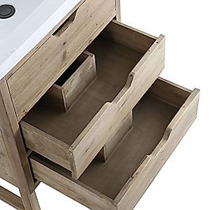 Luca Kitchen & Bath LC24TOP Magnolia 24" Reclaimed Wood Mid-Century Modern Bathroom Vanity in Natural Finish with Integrated White Porcelain Top