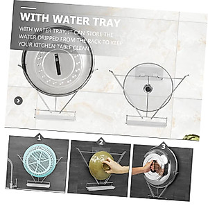 Holibanna 1 Pc Wall Mounted Pot Lid Rack pan lid mounted hanger wall mount drying clothes rack pan cover rack Kitchen clothes hanger stand Pot Cover Rack Storage Stainless steel wall bracket