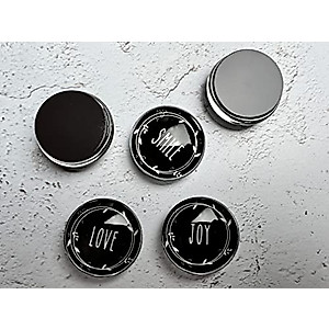 BabyPop! Newest Design Black 12 Pack Round Glass Refrigerator Magnets, Trendy Inspirational Magnet Gift Set for Fridge Cute Decorative Motivational Whiteboard Magnets for Office Locker Home & Kitchen