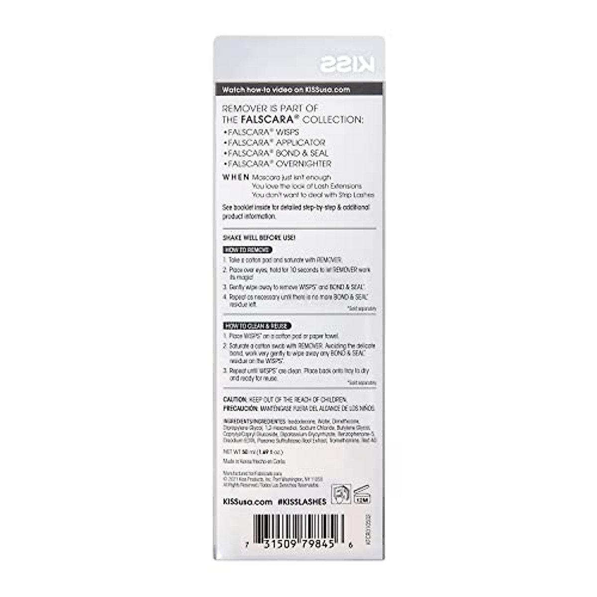 KISS Falscara DIY Eyelash Extension Remover with Natural Rosewater – Gentle Soothing Nourishing Eye Cleanser for Removal of Artificial False Synthetic Eyelashes, Lash Wisps, and Bond & Seal Adhesive