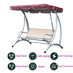 2-3 Seater Swing Canopy Replacement, Dustproof Waterproof Garden Swing Seat Canopy, Rainproof Sun Protection Swing Seat Canopy Replacement for Outdoor Garden Porch Swing (Sky Blue 142 * 120 * 18cm)
